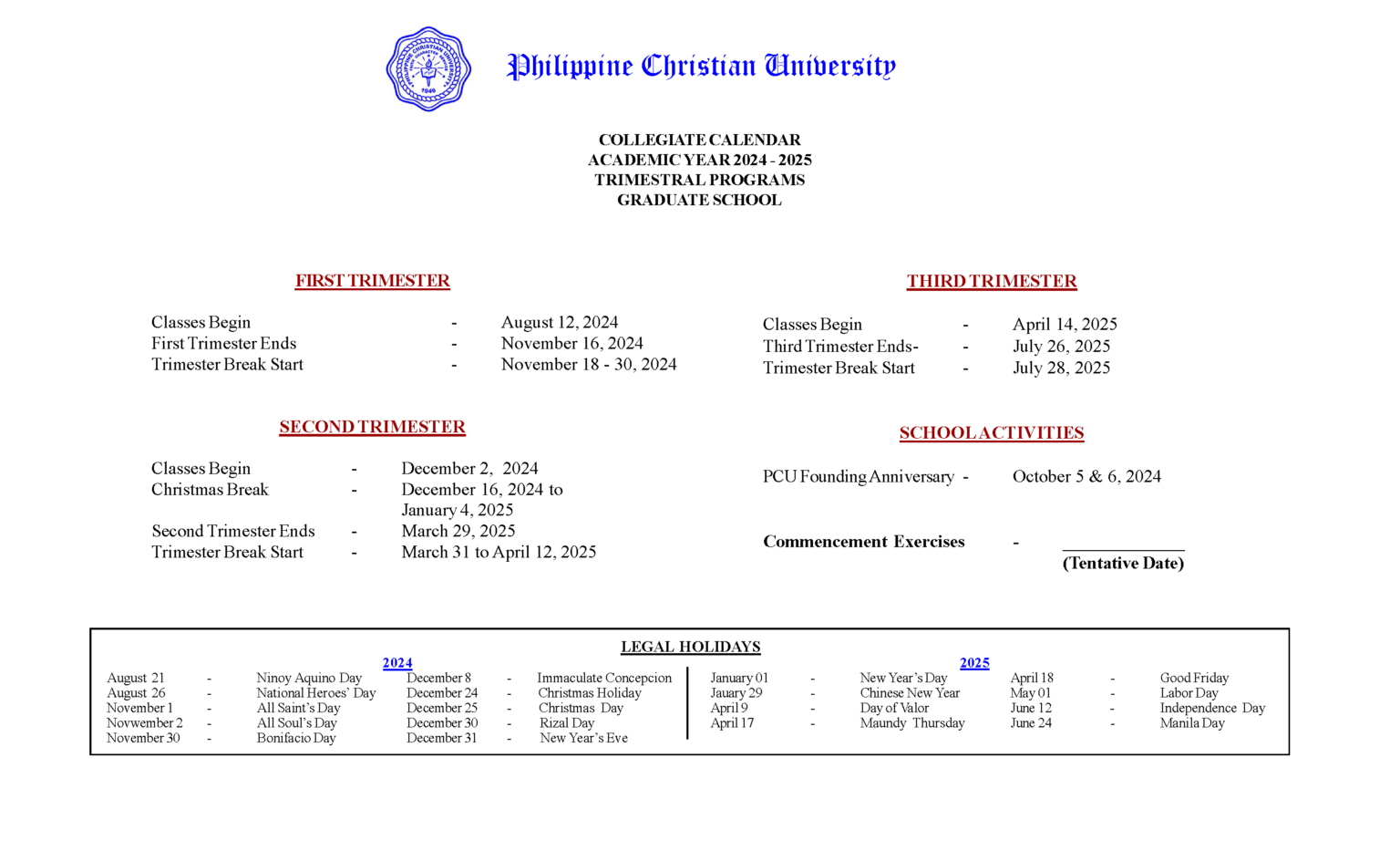 Admission – PCU Manila