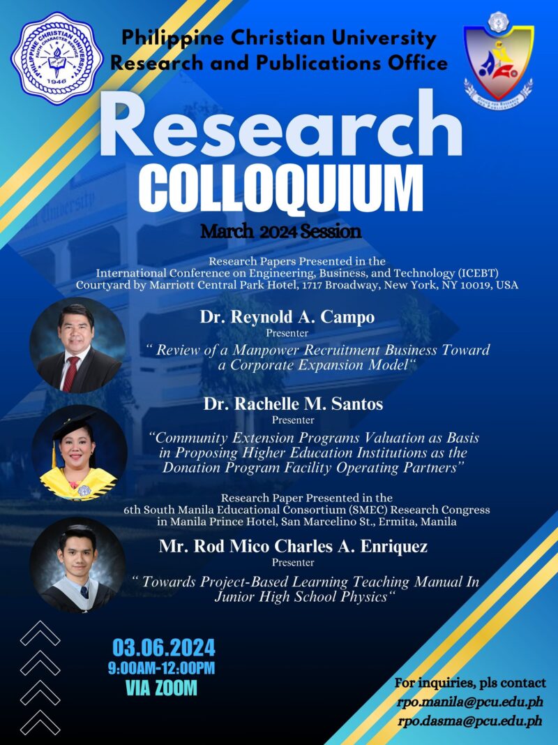 Research Colloquium – PCU Manila