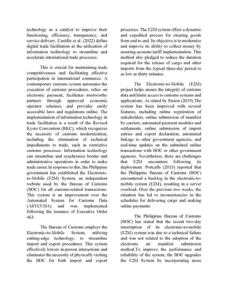 ELECTRONIC TO MOBILE (E2M)SYSTEM IN THE MODERN CUSTOMS PROCEDURE – PCU ...