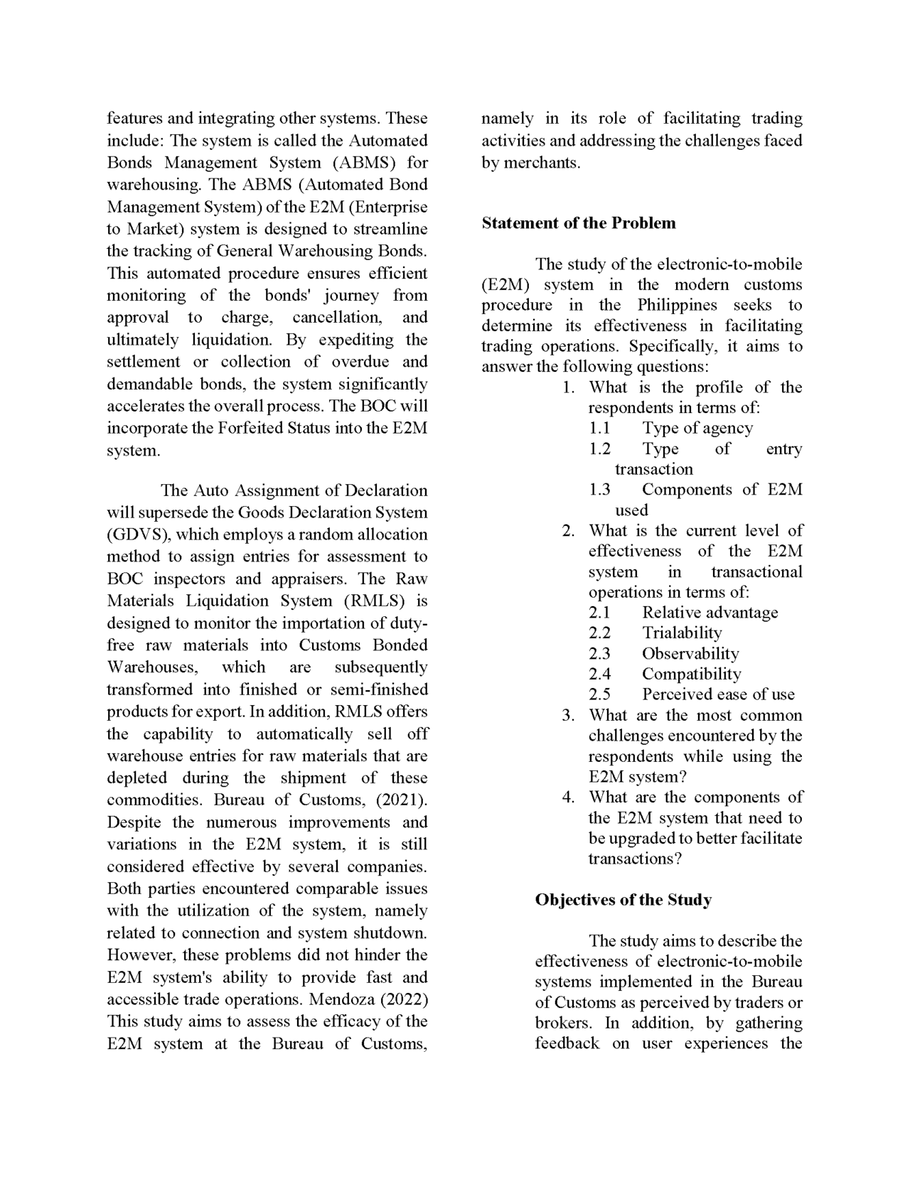 ELECTRONIC TO MOBILE (E2M)SYSTEM IN THE MODERN CUSTOMS PROCEDURE – PCU ...