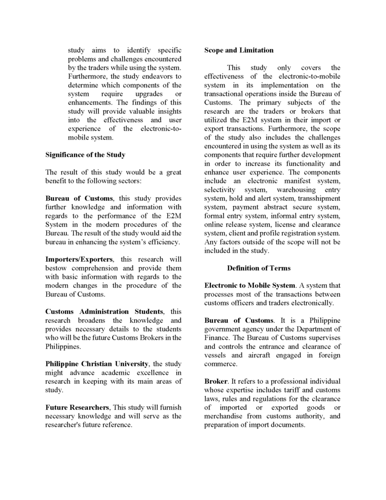 ELECTRONIC TO MOBILE (E2M)SYSTEM IN THE MODERN CUSTOMS PROCEDURE – PCU ...