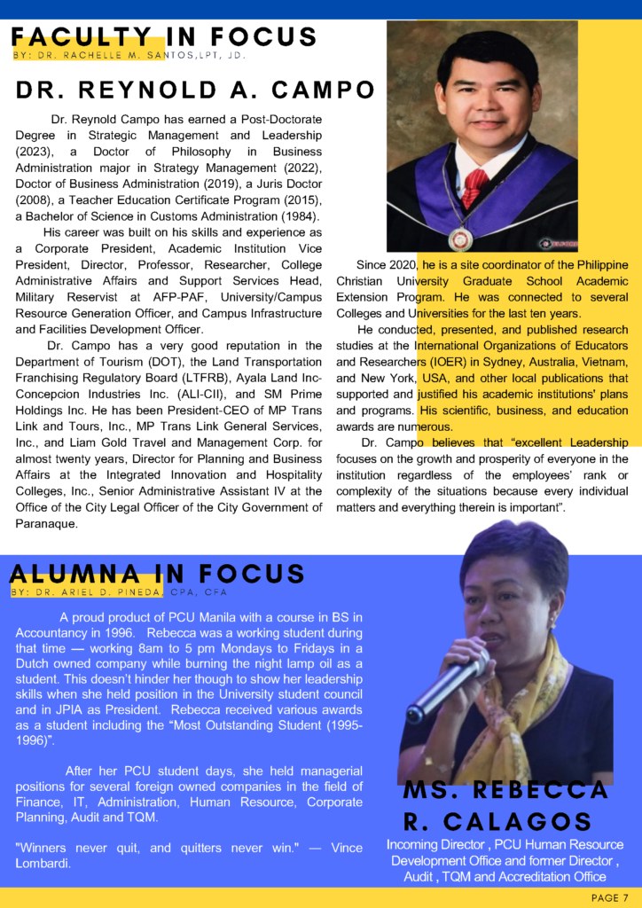 PCU CBAA NEWSLETTER ISSUE 1 – PCU Manila