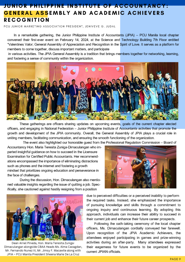 PCU CBAA NEWSLETTER ISSUE 1 – PCU Manila