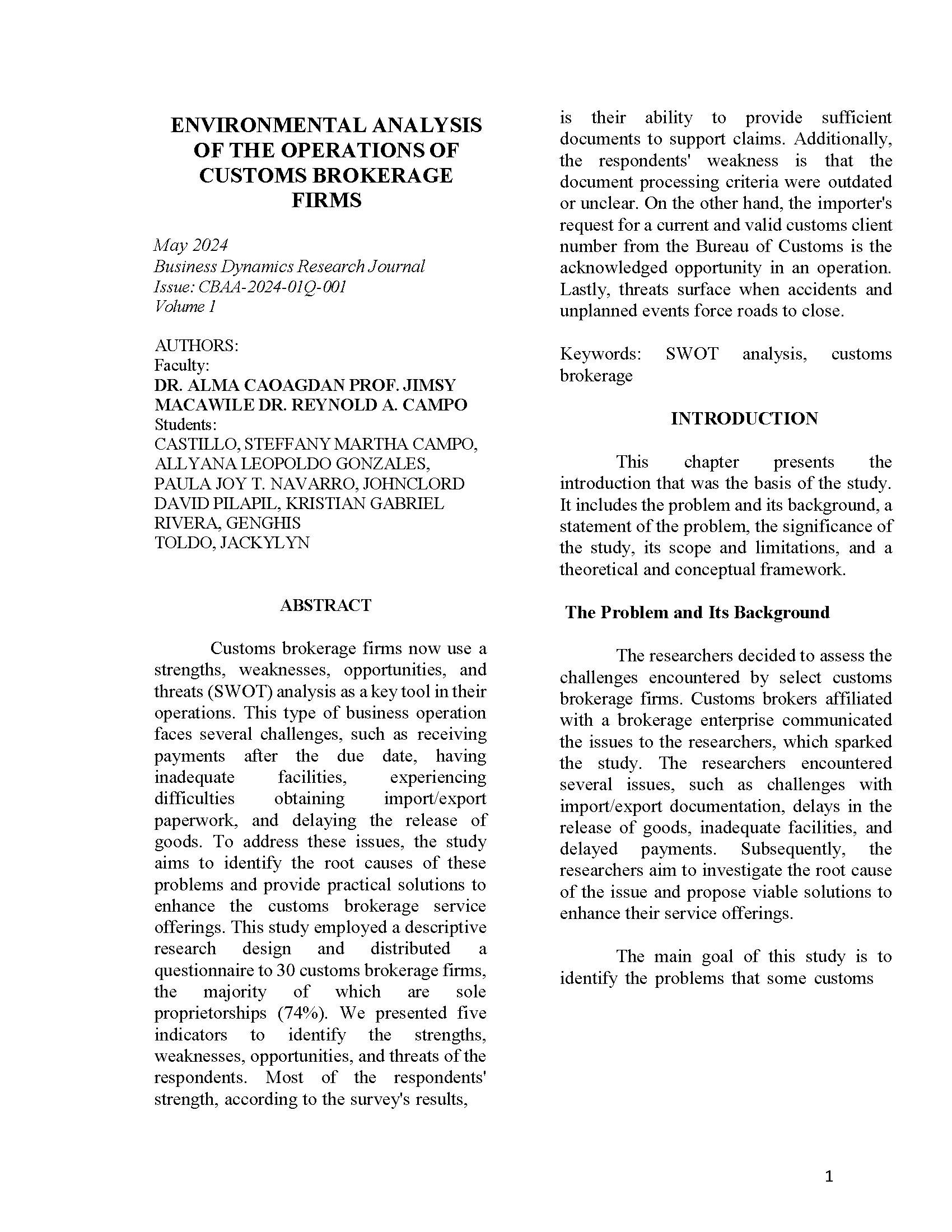 CBAA JOURNAL FULL STUDY – PCU Manila