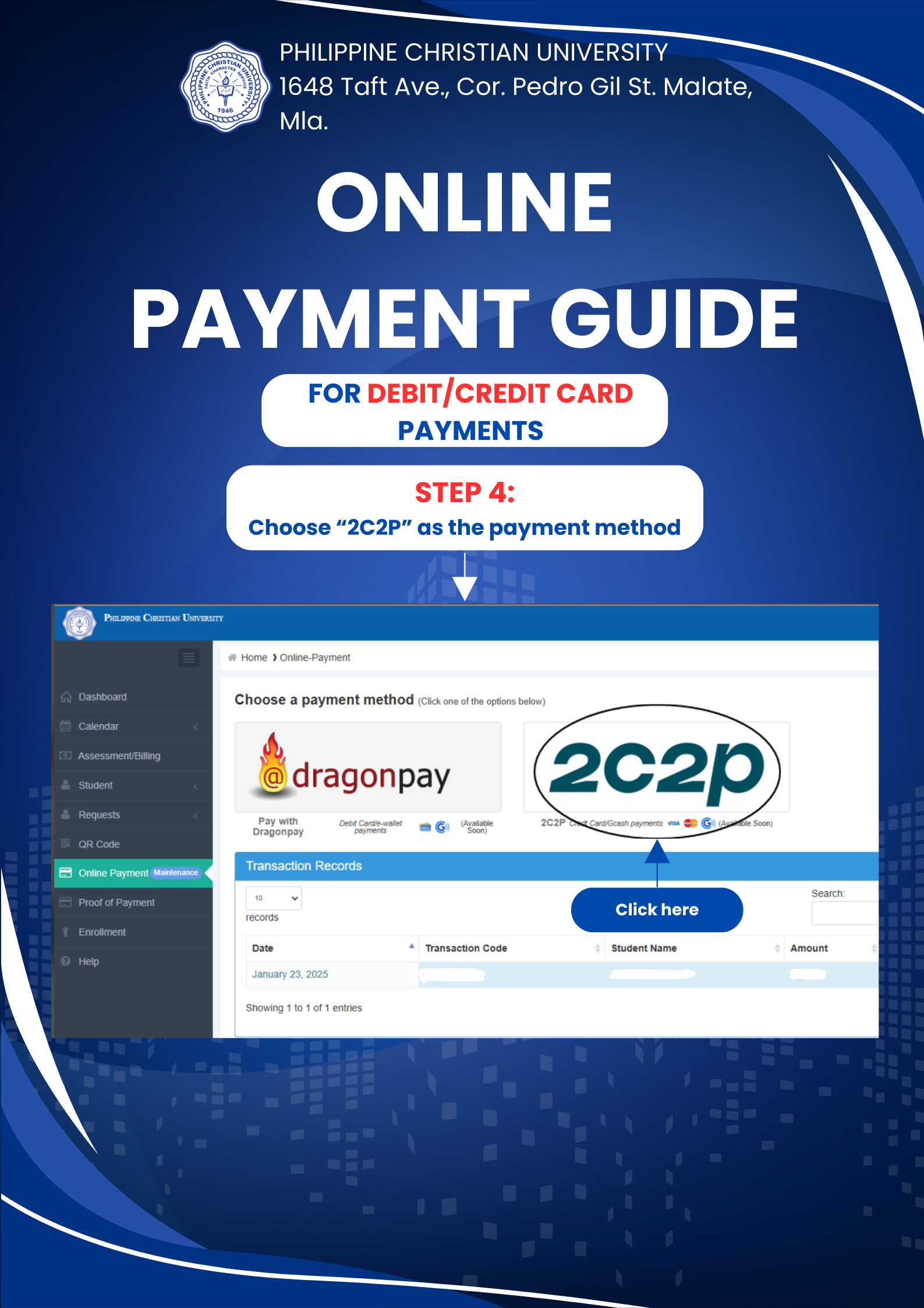 2C2P Debit/Credit VISA/Mastercard – PCU Manila